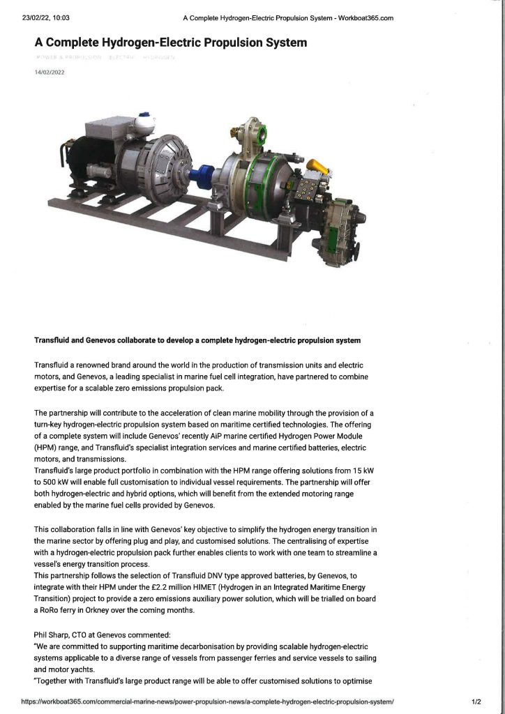 A Complete Hydrogen-Electric Propulsion System - Transfluid